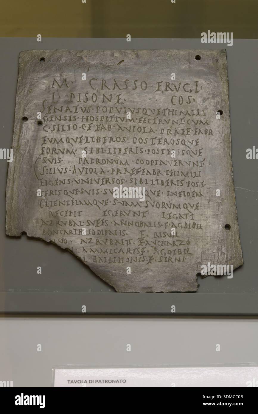 Roman bronze Patronage Tablet (Tavola di Patronato), 27 AD, Milan ...