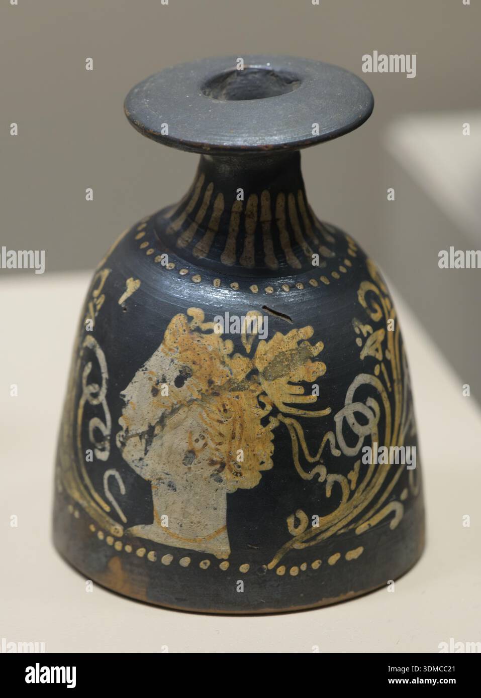 Ancient Gnathia ware bottle with female head, Civico Museo Archeologico ...
