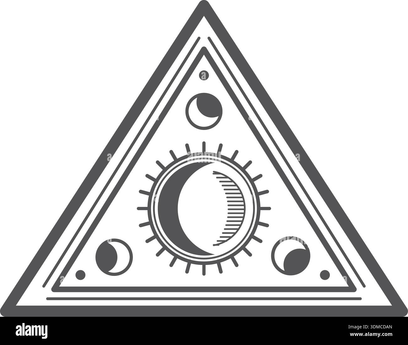 Mystical sun moon illustration Black and White Stock Photos & Images ...