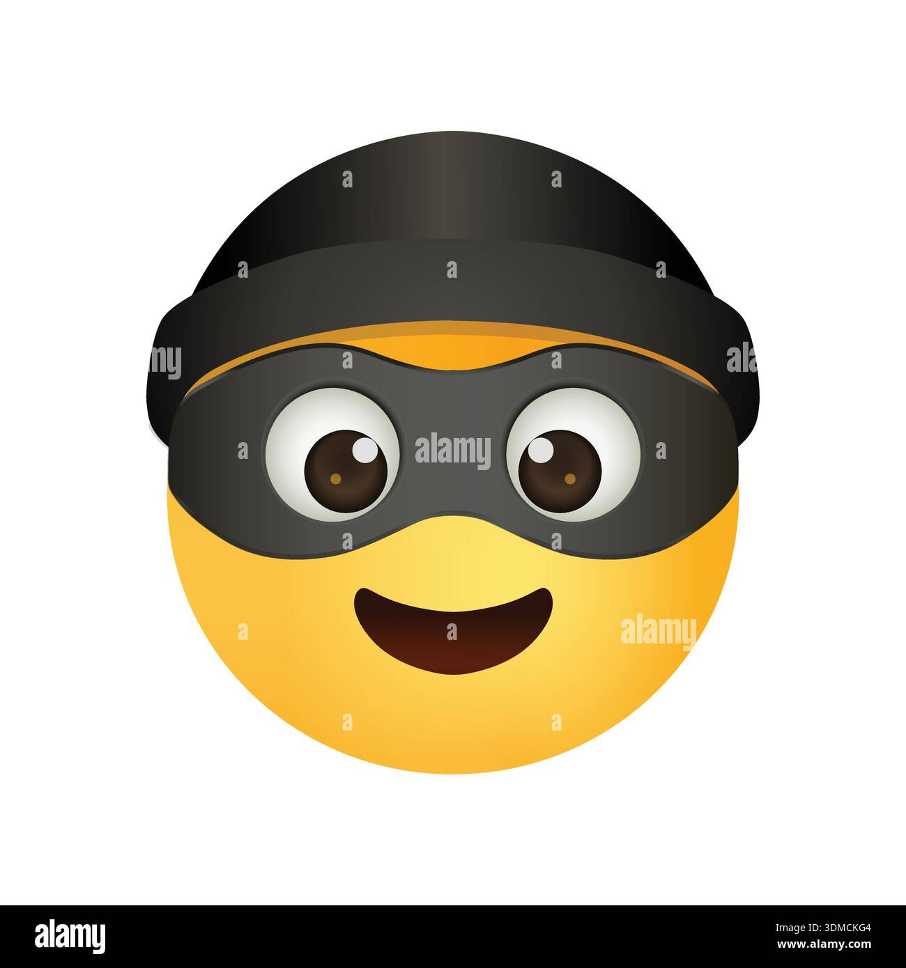 Robber Emoji Face Wearing Black Mask and Hat, Smiling Thief Character ...