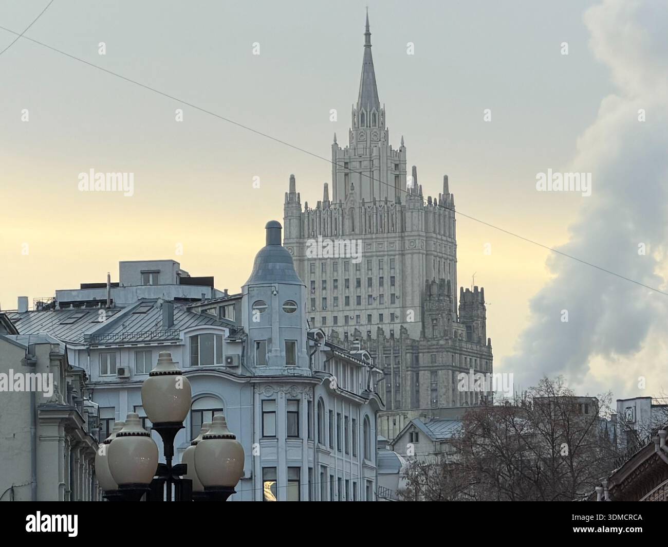 FILED - 07 December 2025, Russia, Moskau: The striking spire of the ...