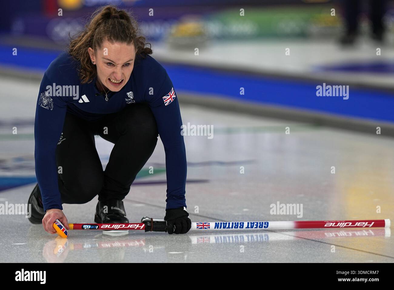 Britain's Jennifer Dodds in action during the mixed doubles round robin ...