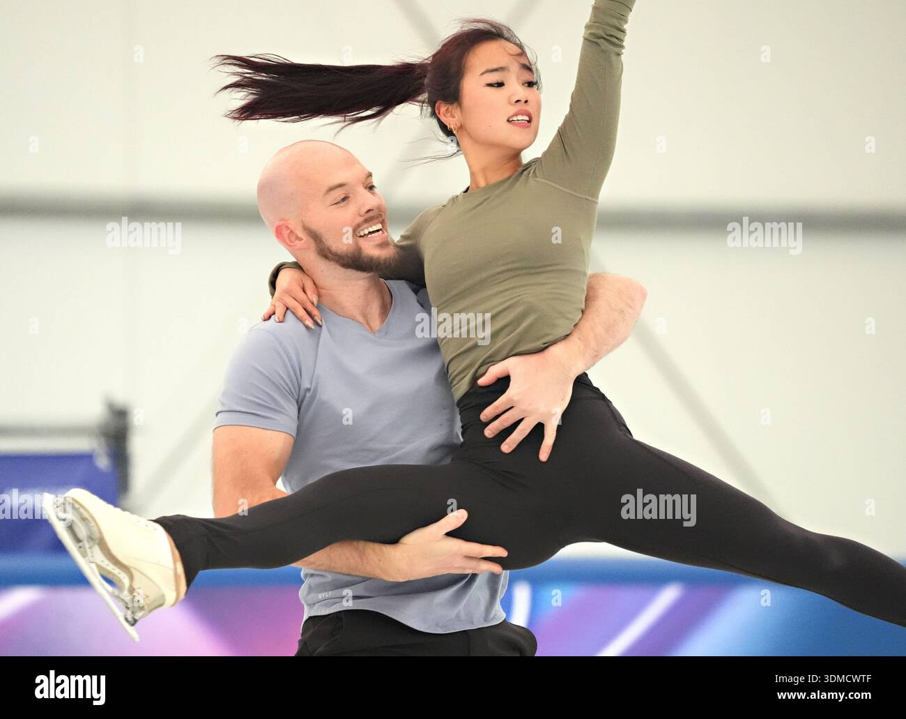 Emily Chan and Spencer Howe of USA during Pairs Figure Skating practice ...