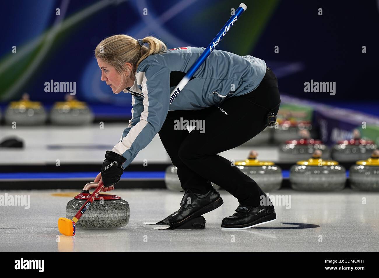 Norway's Kristin Skaslien in action during the mixed doubles round ...