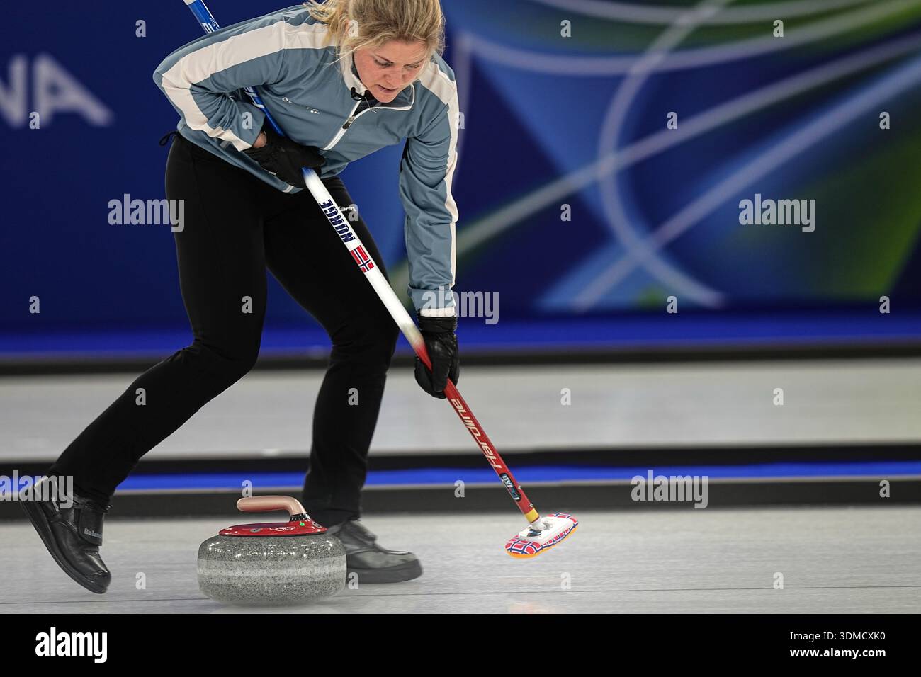 Norway's Kristin Skaslien in action during the mixed doubles round ...
