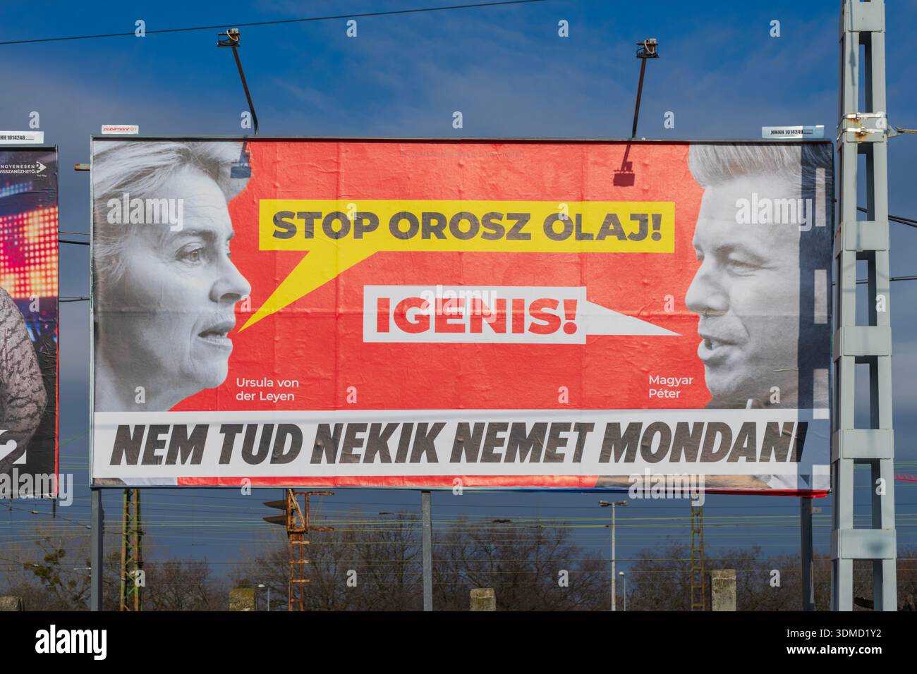 Fidesz-linked billboard mocking Tisza Party leader Peter Magyar with ...