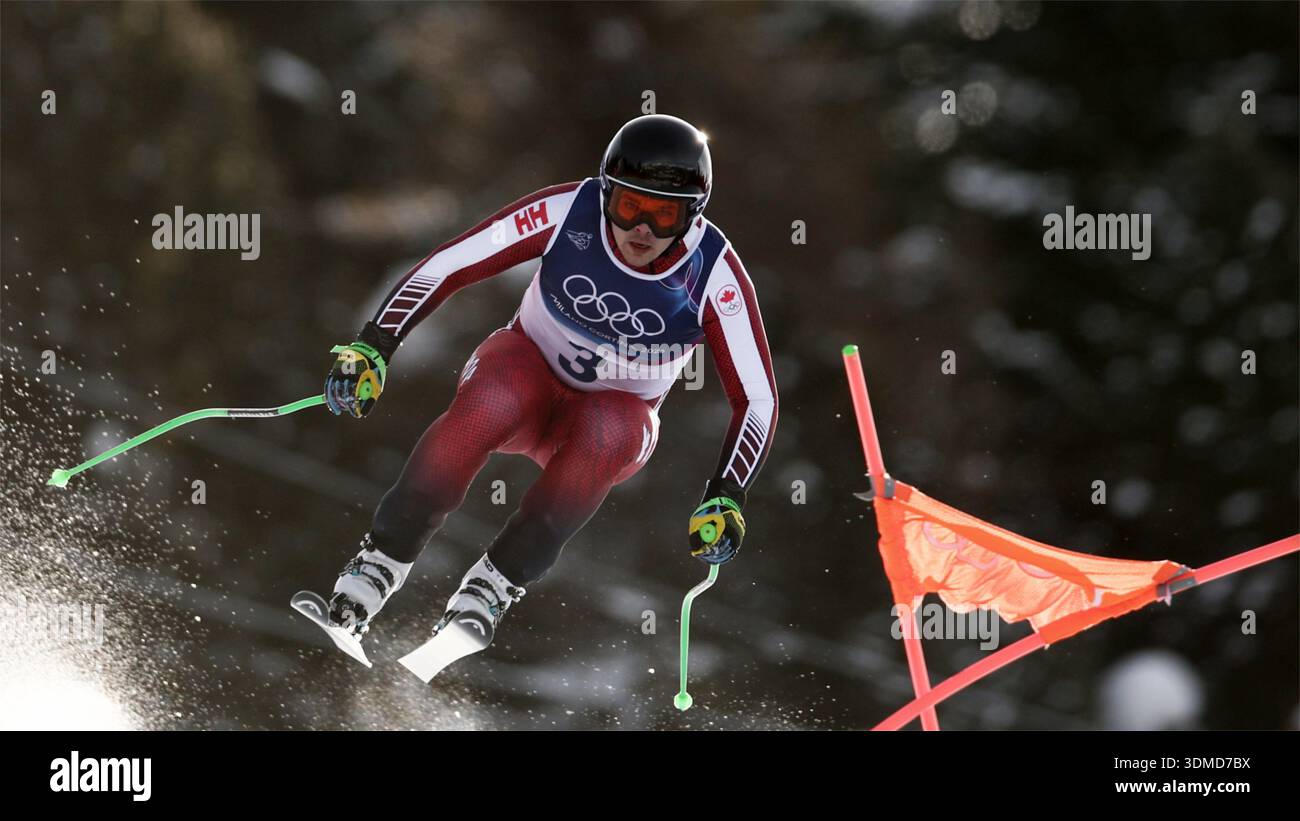 Canada's James Crawford speeds down the course during an alpine ski ...