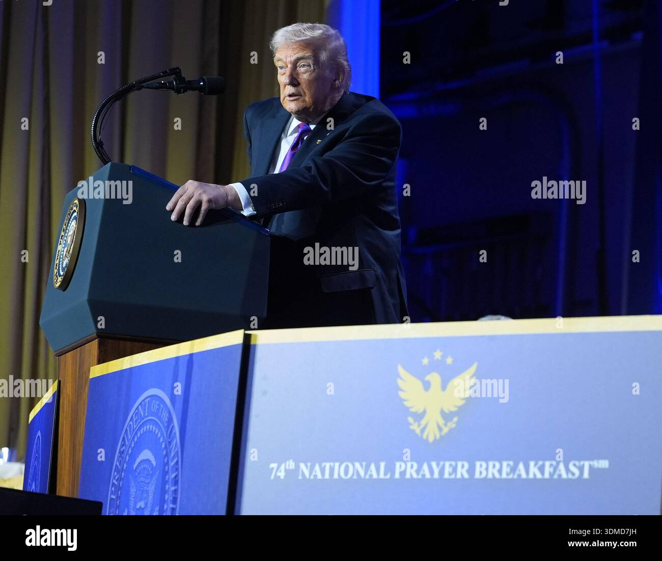 President Donald Trump speaks during the National Prayer Breakfast ...