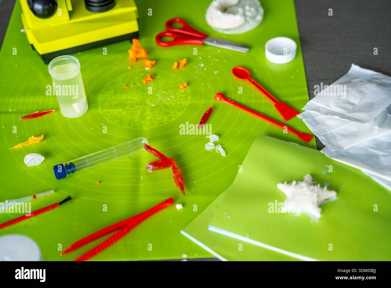 Home science experiment workspace microscope hi-res stock photography ...