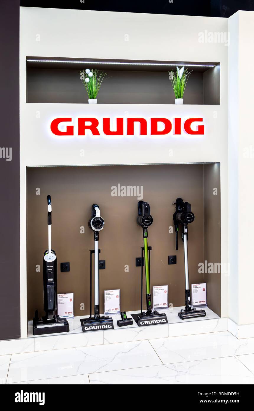 Samara, Russia - April 26, 2025: Upright vacuum cleaners for sale at ...