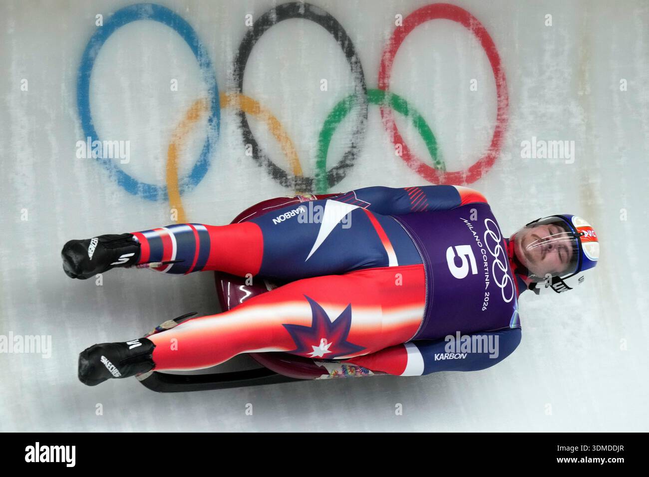 USA's Matthew Greiner slides down the track during a men's Luge ...