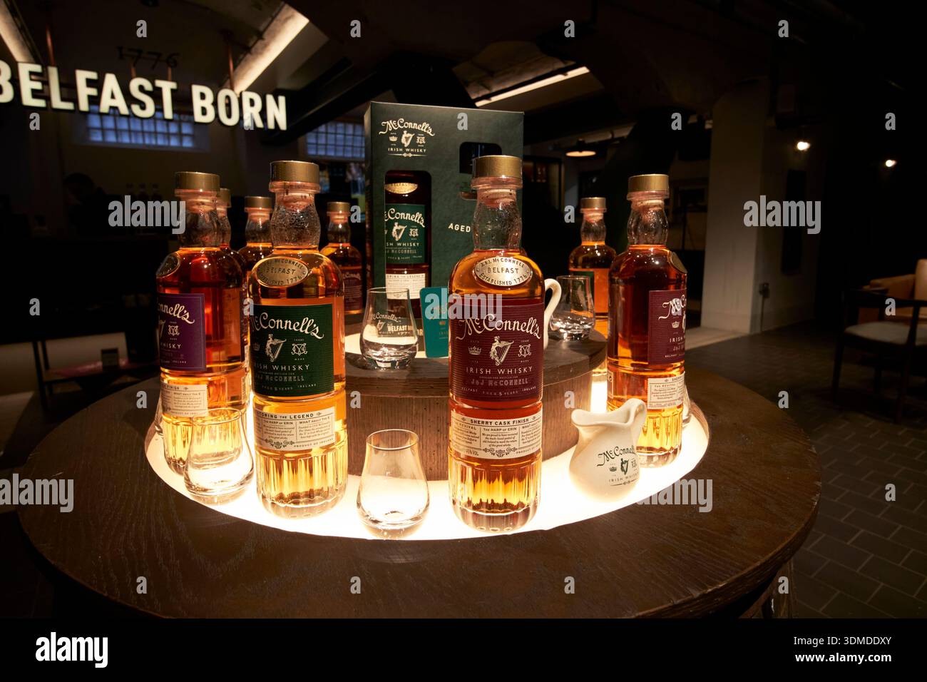 whiskey display in mcconnells whisky distillery in the former crumlin ...