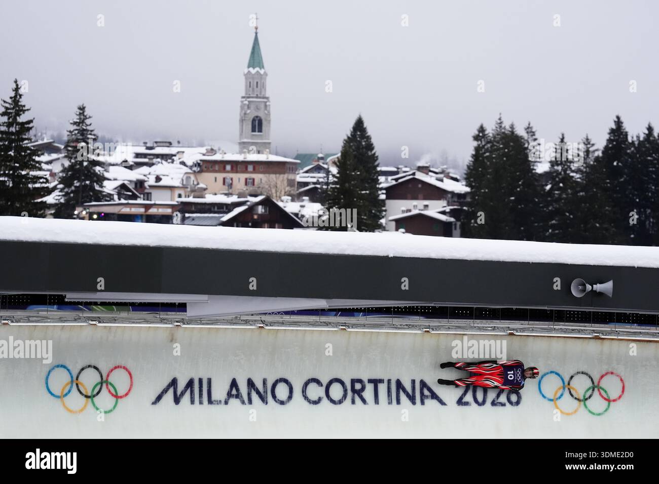 Austria's Jonas Mueller during a training run at the Cortina Sliding ...