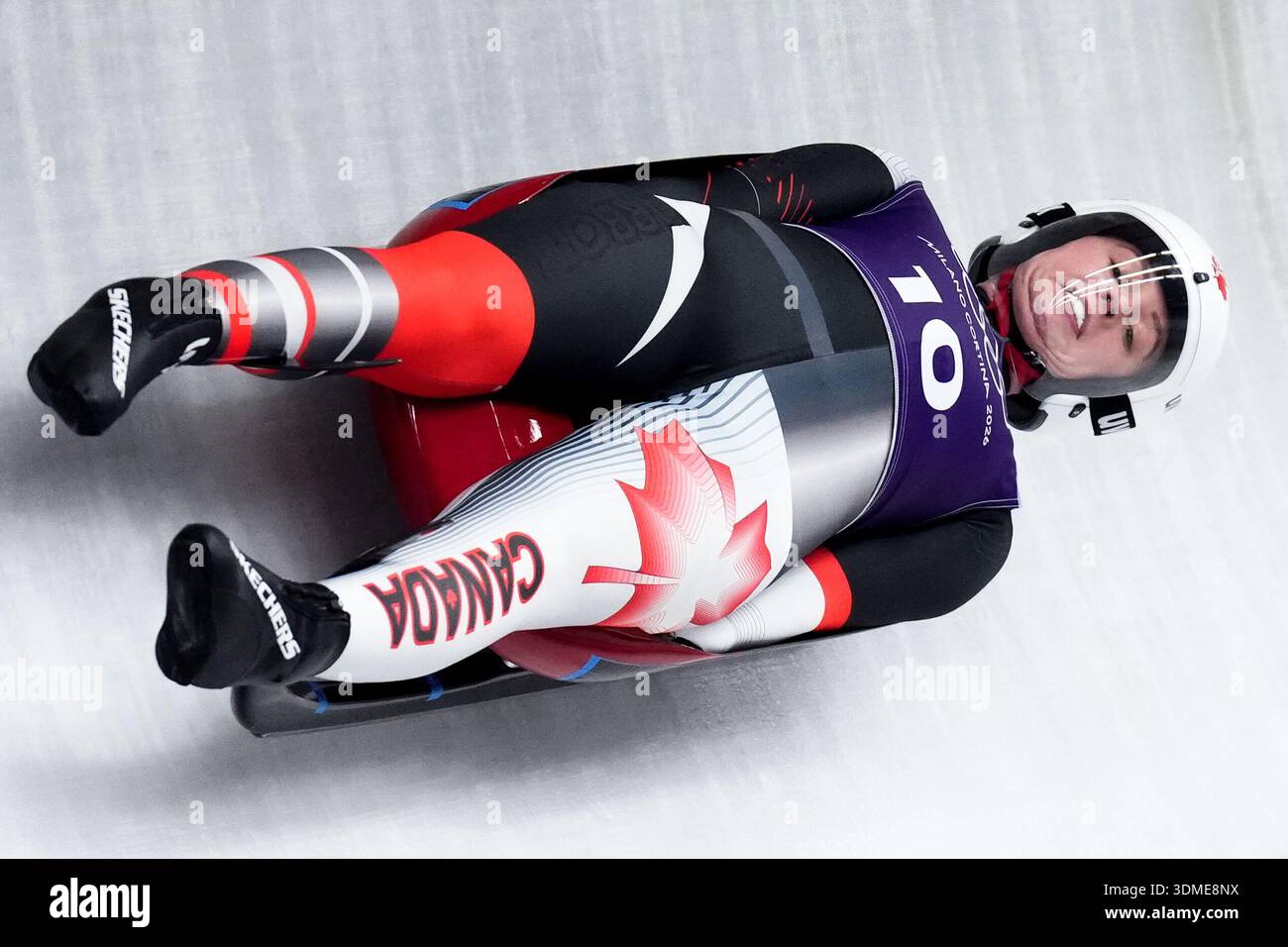 Canada's Trinity Ellis during a Luge training run at the Cortina ...