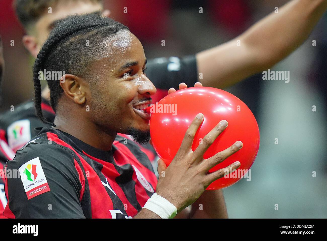 AC Milan's Christopher Nkunku celebrates after scoring 2-0 during the ...