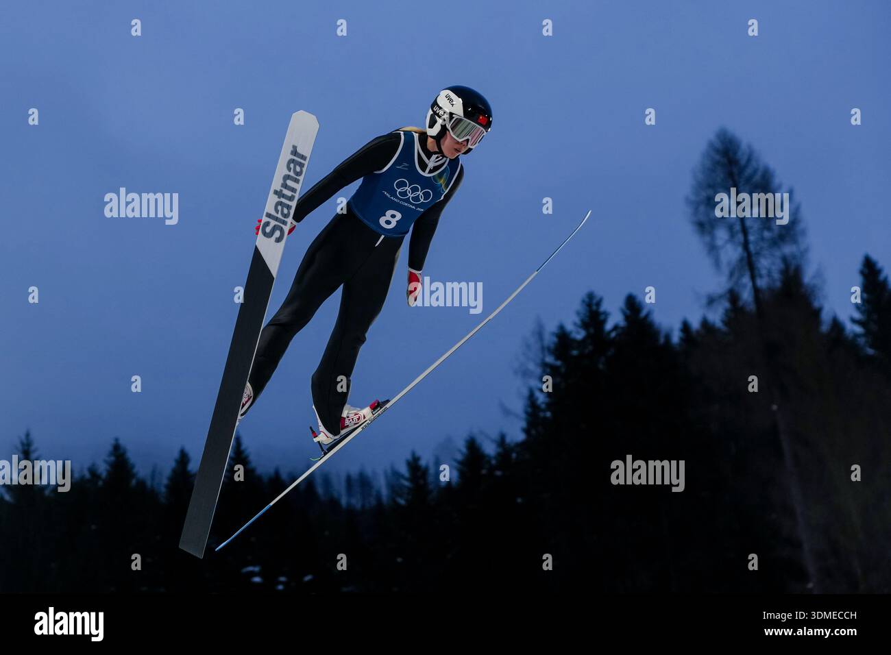 Weng Yangning, of China, soars through the air during a ski jumping ...