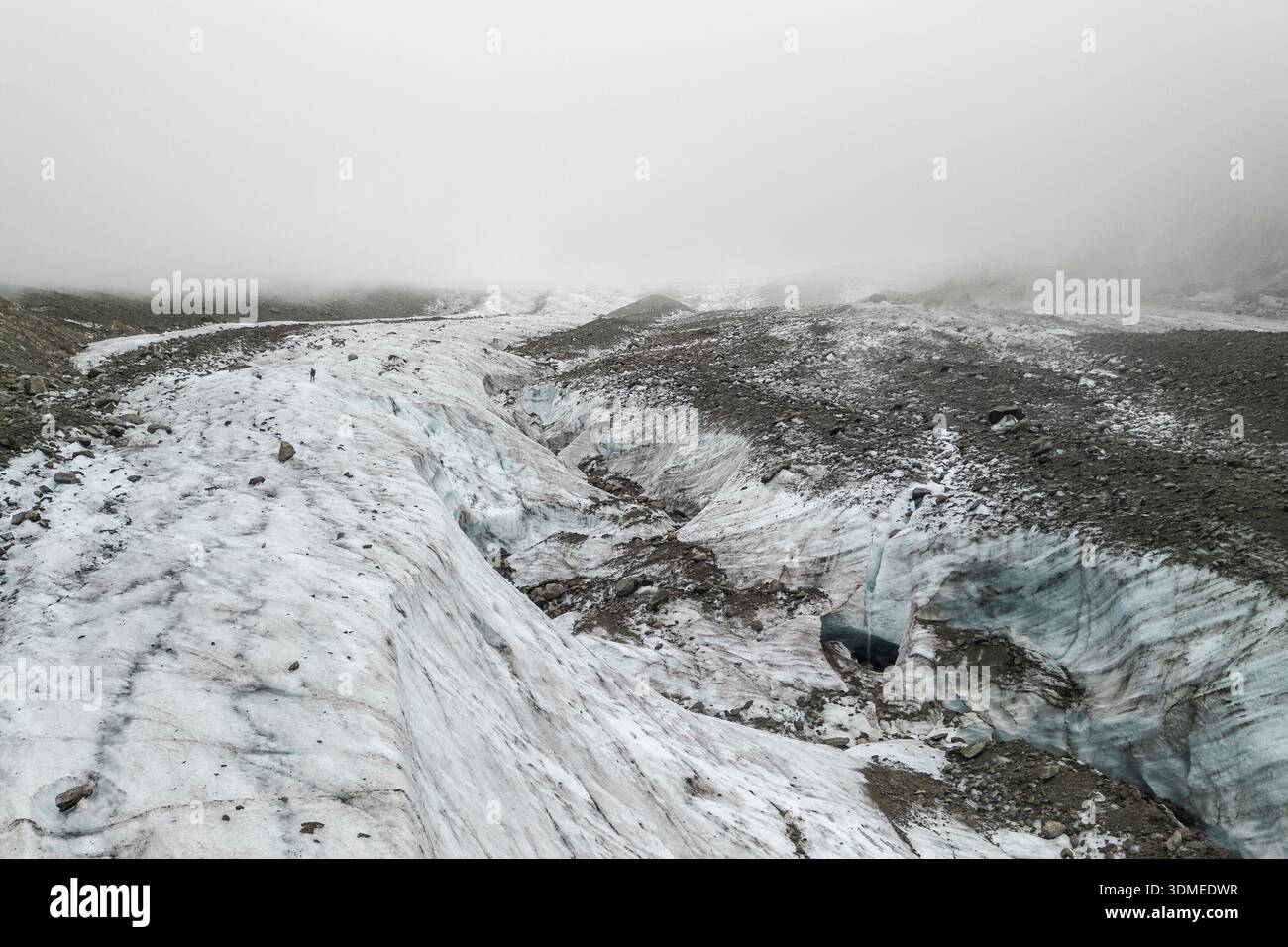 Glacier in france the cloudy scenery creates an impressive hi-res stock ...