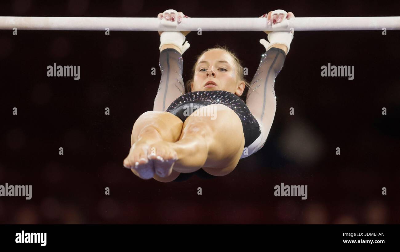 Denver gymnast Maddison Reidenbach performs on the uneven bars during ...