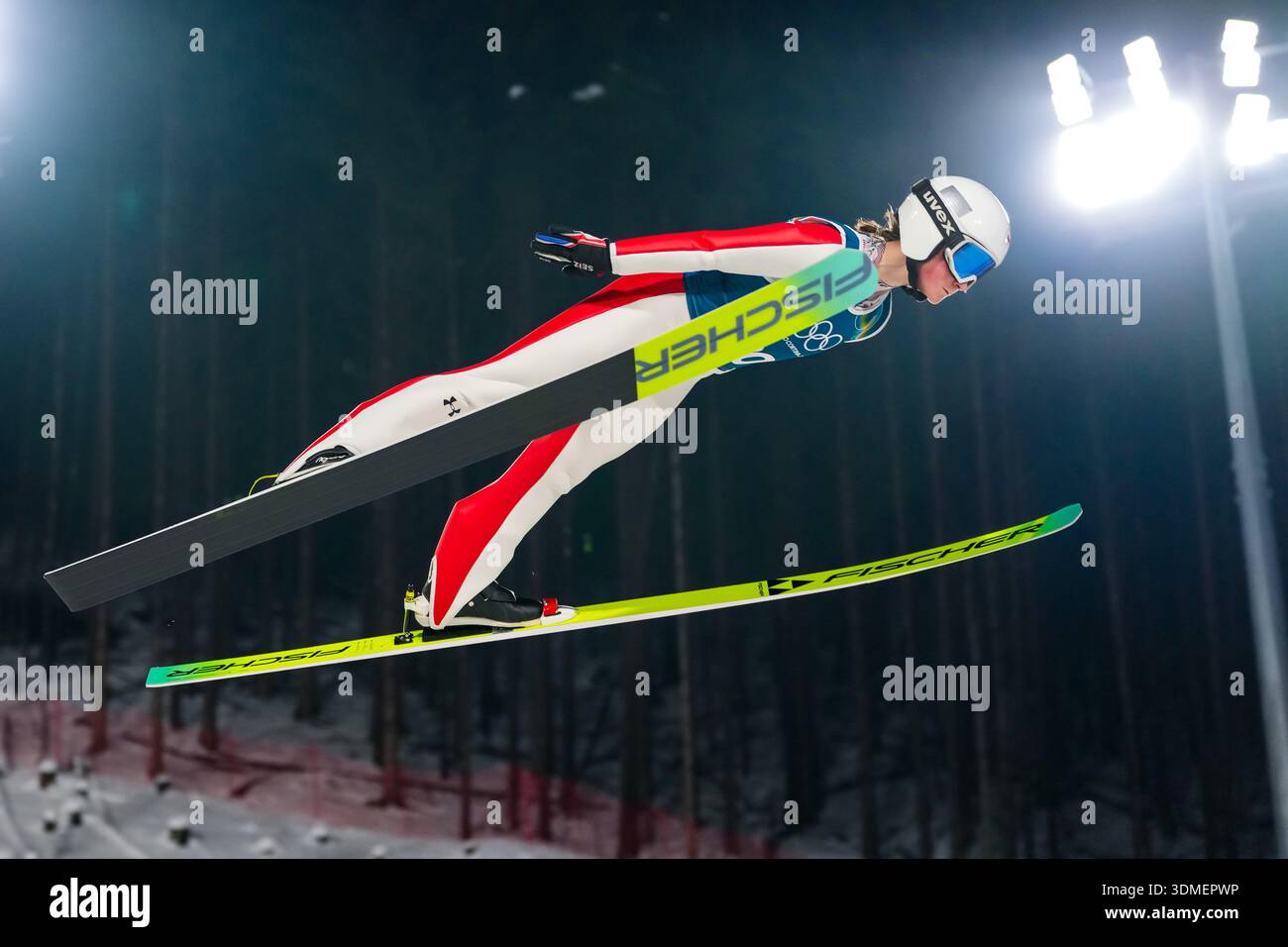 Klara Ulrichova, of the Czechia, soars through the air during a ski ...