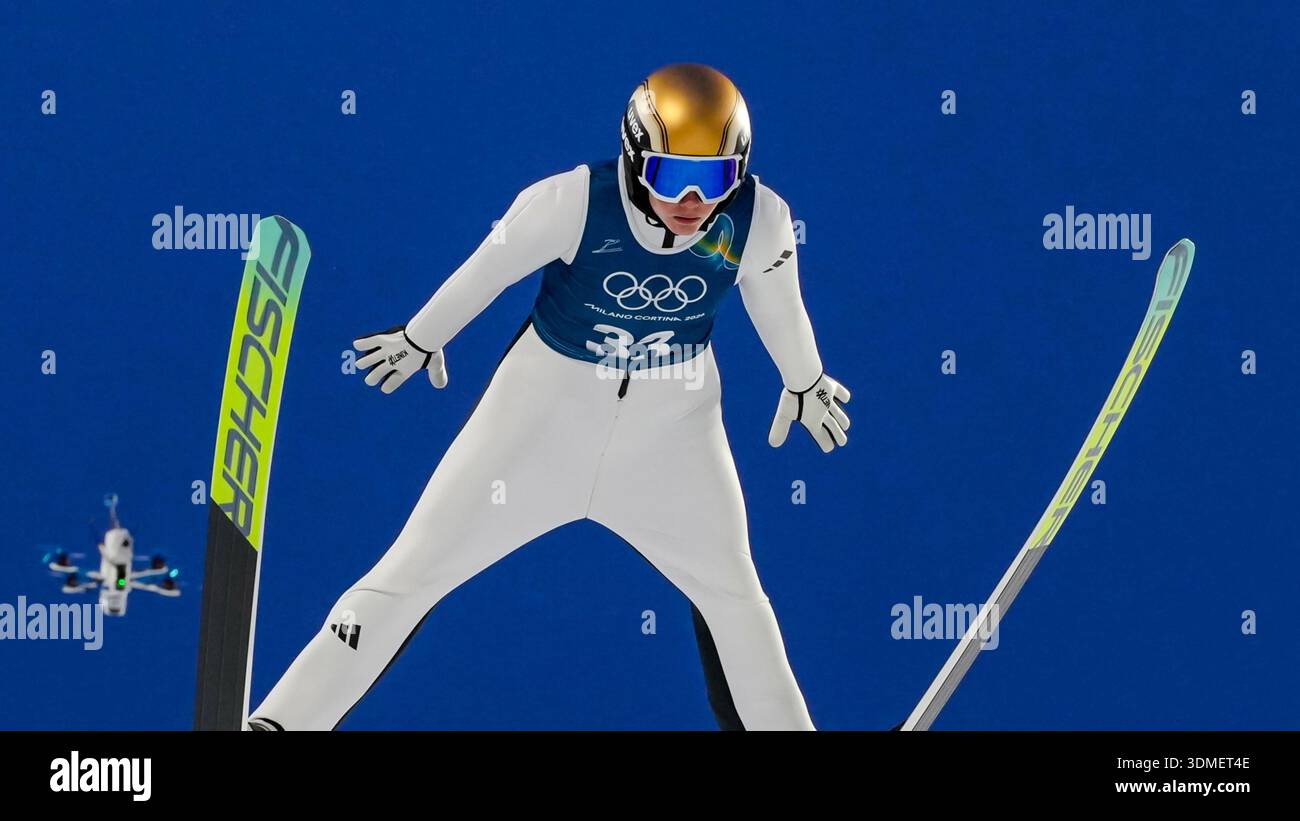 Silje Opseth, of Norway, soars through the air during a ski jumping ...