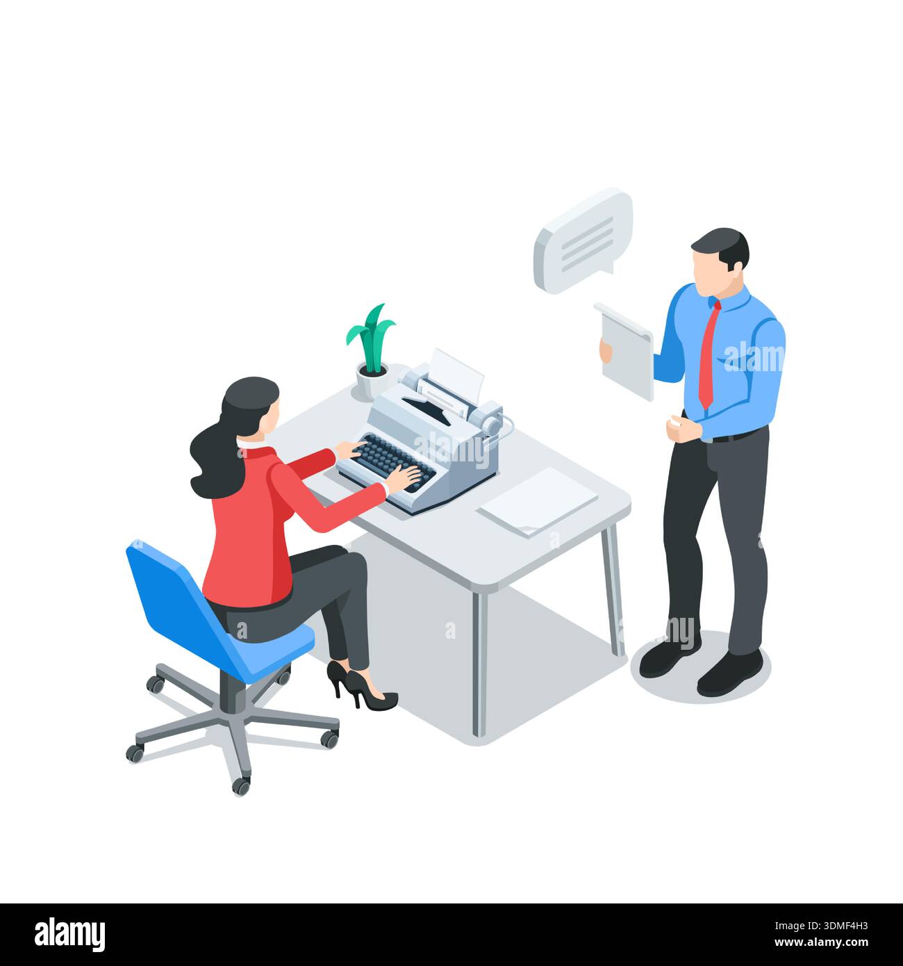 Isometric woman man typing hi-res stock photography and images - Alamy