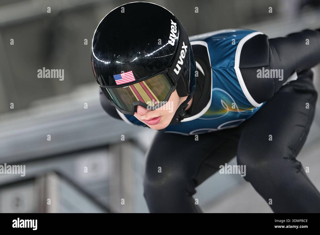 Tate Frantz, of the United States, goes down the ramp during a ski ...