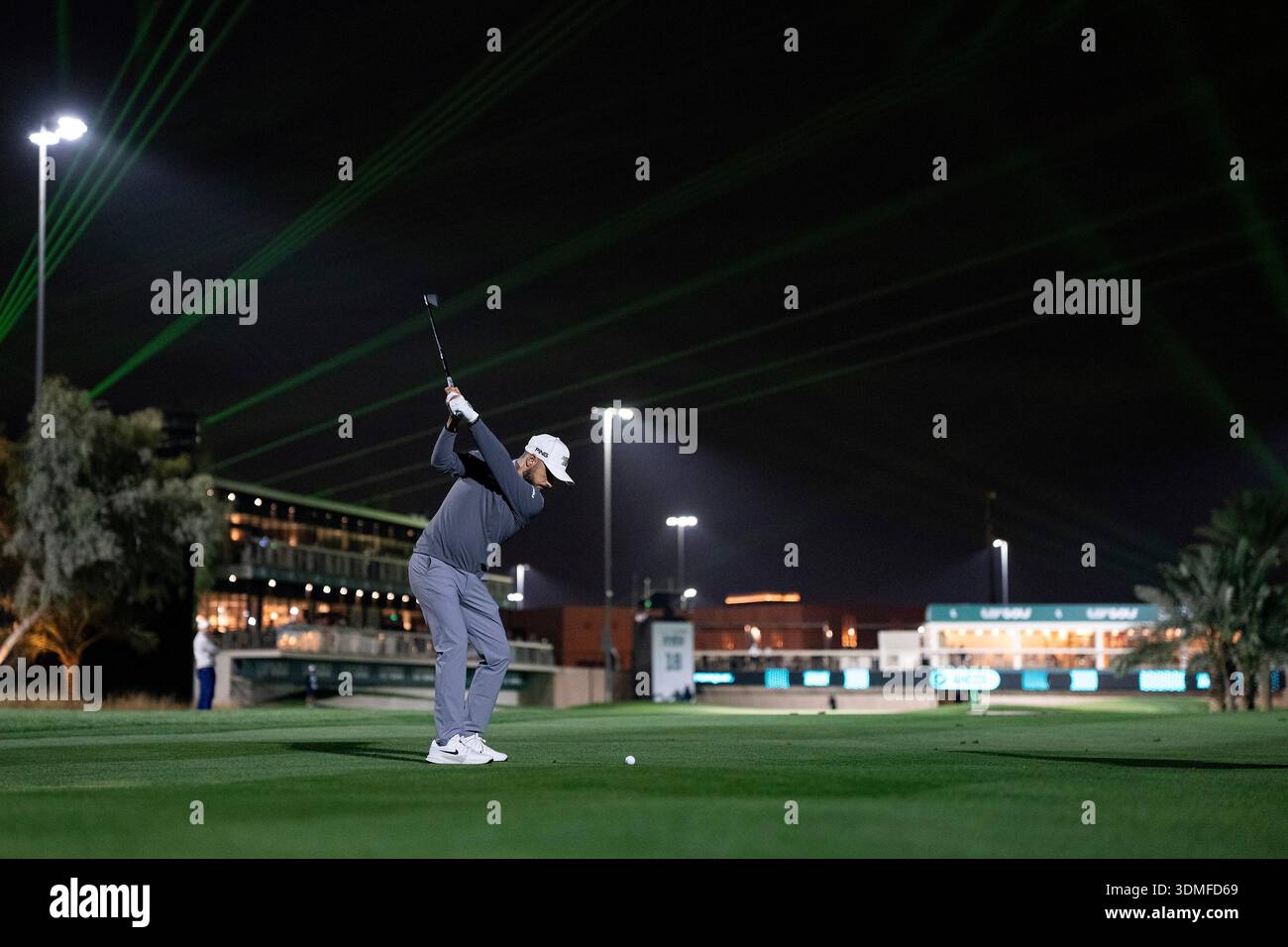 Abraham Ancer of Torque GC hits his shot from the 18th fairway during ...