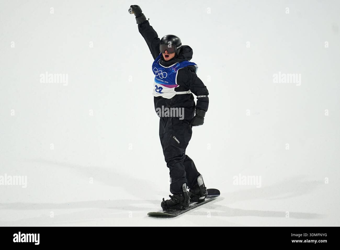 New Zealand's Lyon Farrell gestures during men's snowboard big air ...