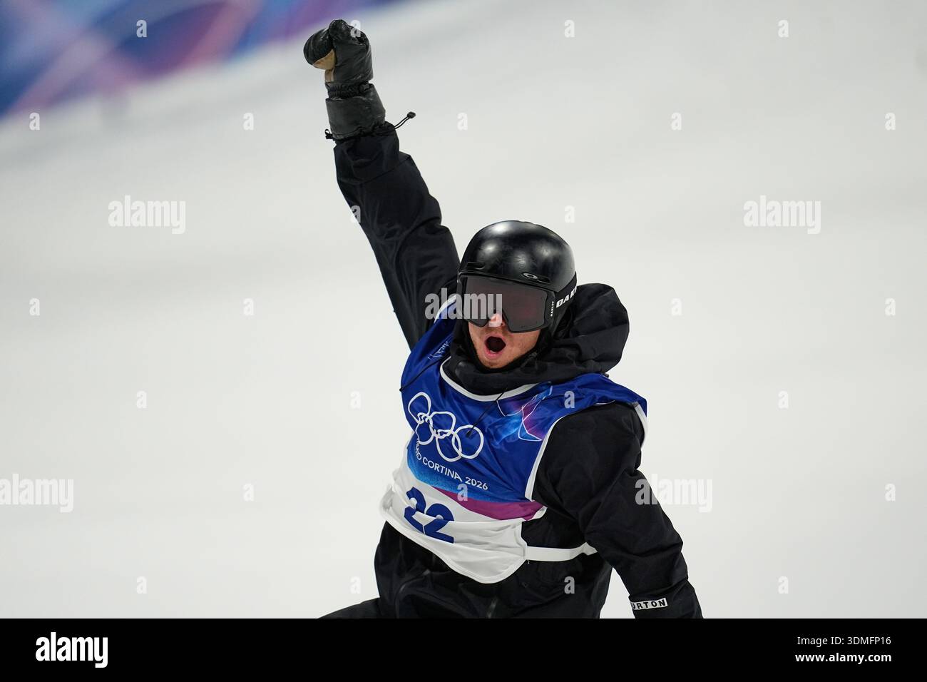New Zealand's Lyon Farrell gestures during men's snowboard big air ...