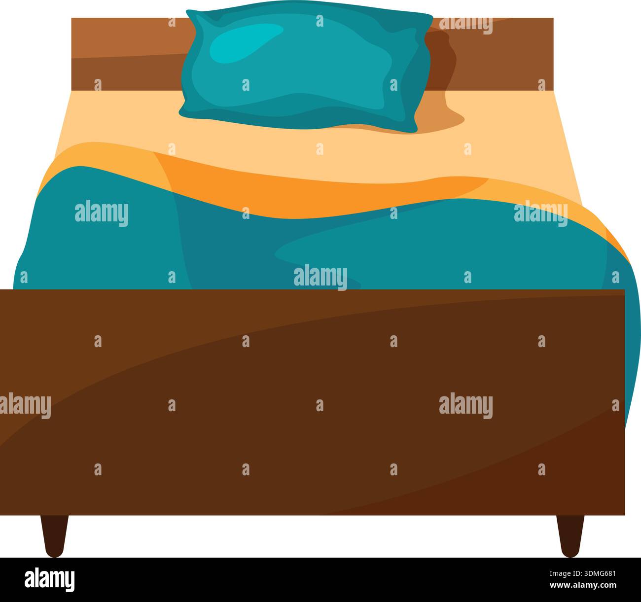 Cozy bed cartoon icon. Sleep furniture with comfort textile Stock ...