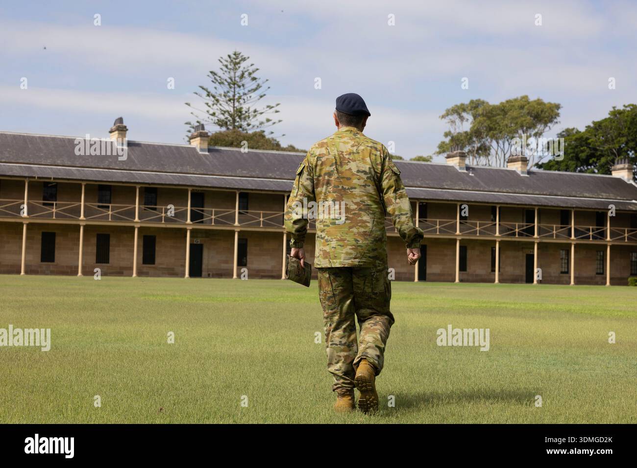 A member of the Australian Defence Force walks through the historic ...