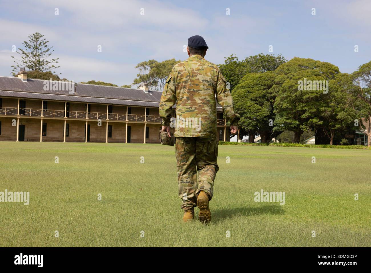 A member of the Australian Defence Force walks through the historic ...