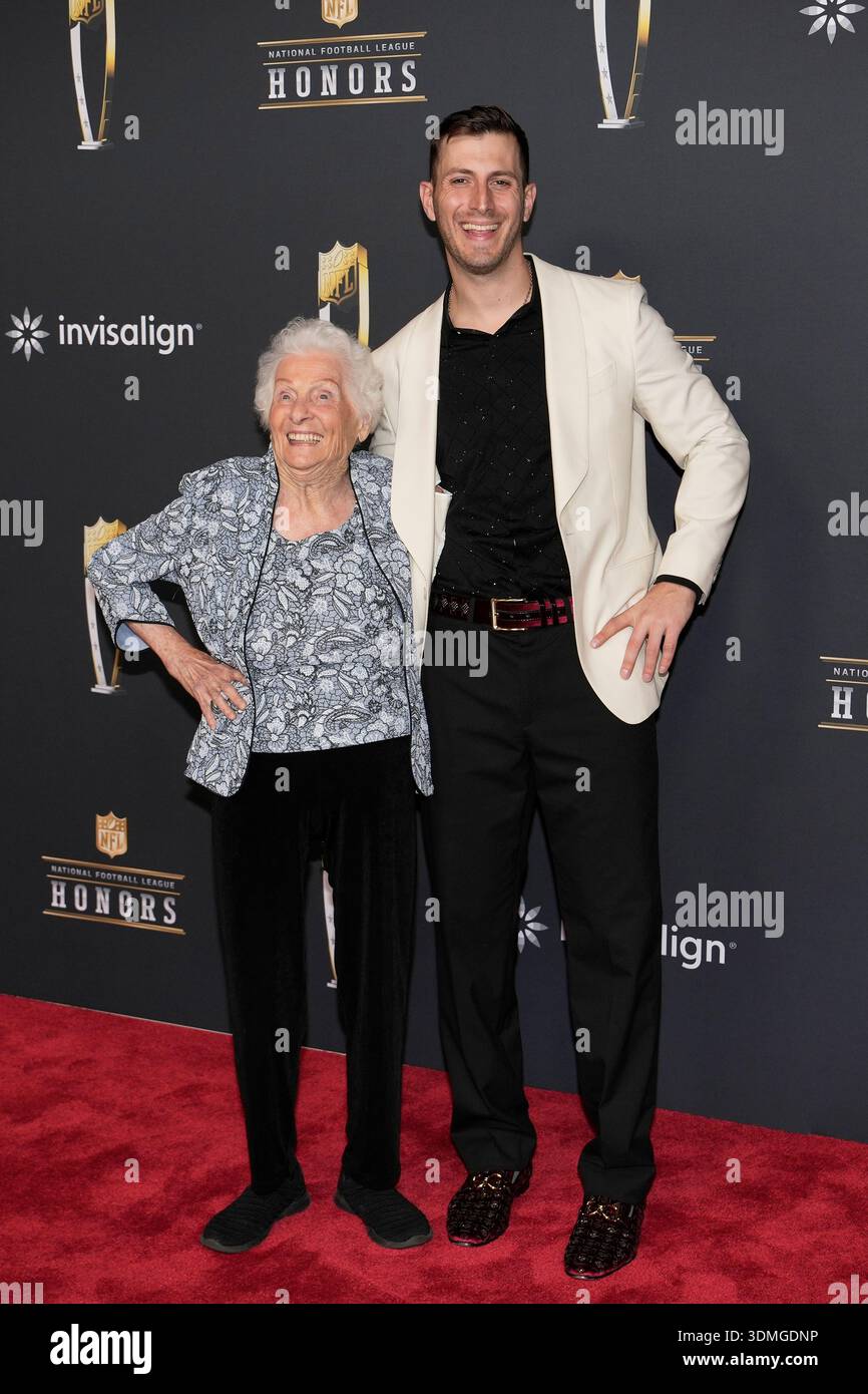 Ross Smith, right, and Gangster Granny arrive for football's NFL Honors ...