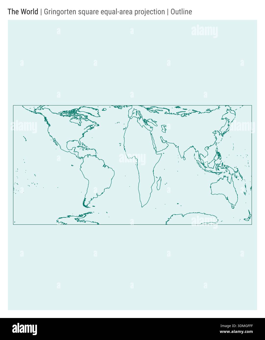 World Map. Gringorten square equal-area projection. Outline style. High ...