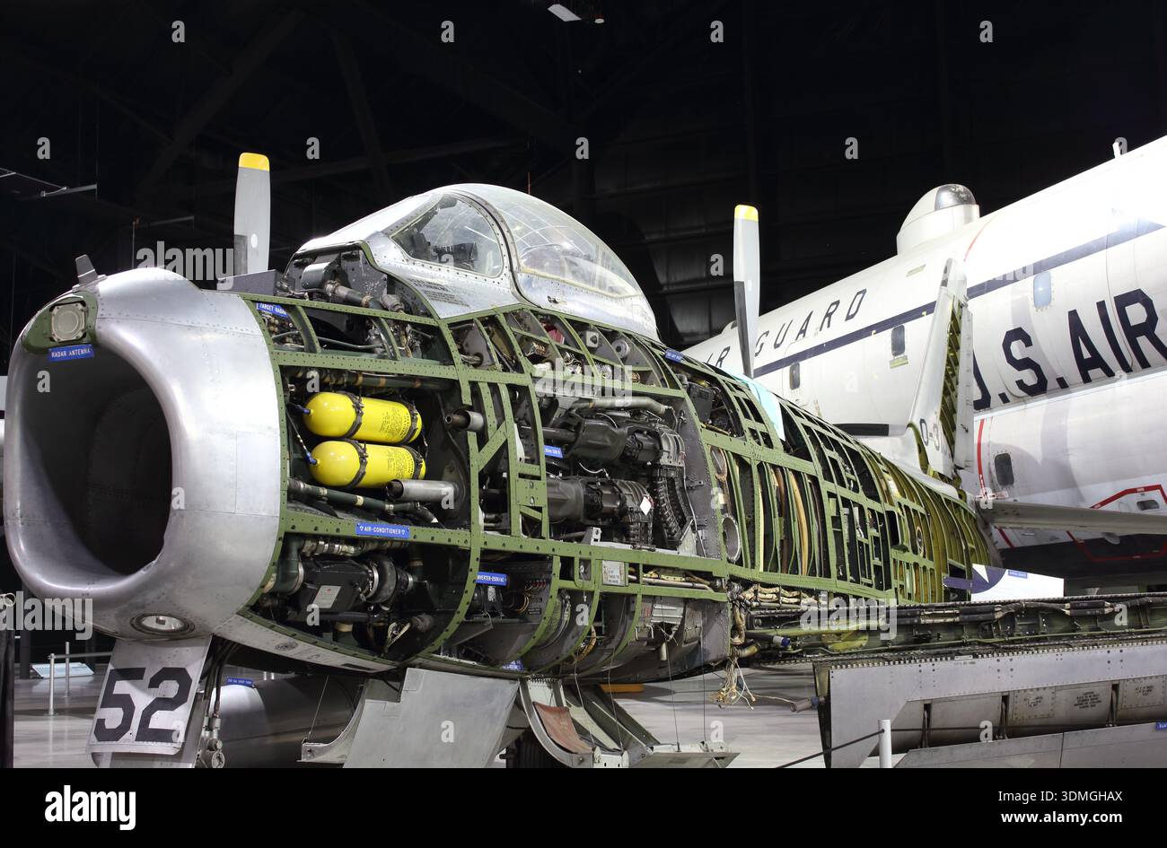 North American F-86 Sabre cutaway jet fighter w/ exposed airframe and ...