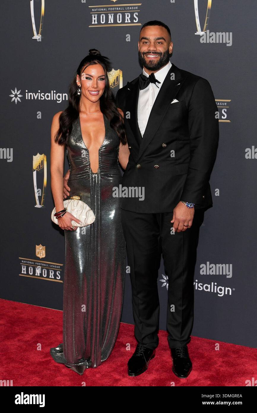 Dallas Cowboys' Solomon Thomas, right, and Kaylie Alyson arrive for ...
