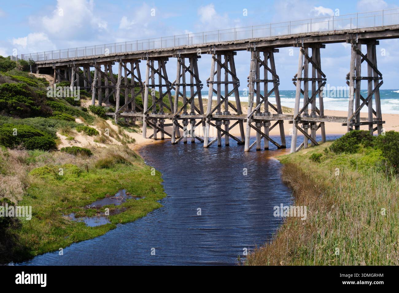 The ex-railways wooden trestle Kilcunda Bridge spans 91 metres across ...
