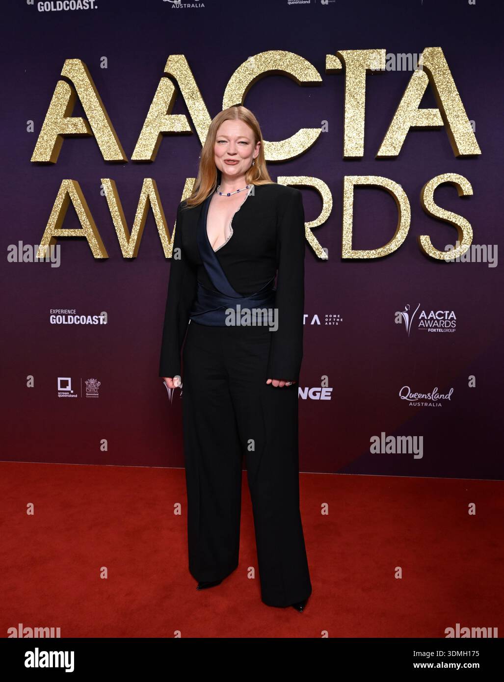 Sarah Snook is seen posing for a photo on the red carpet at the 2024 ...