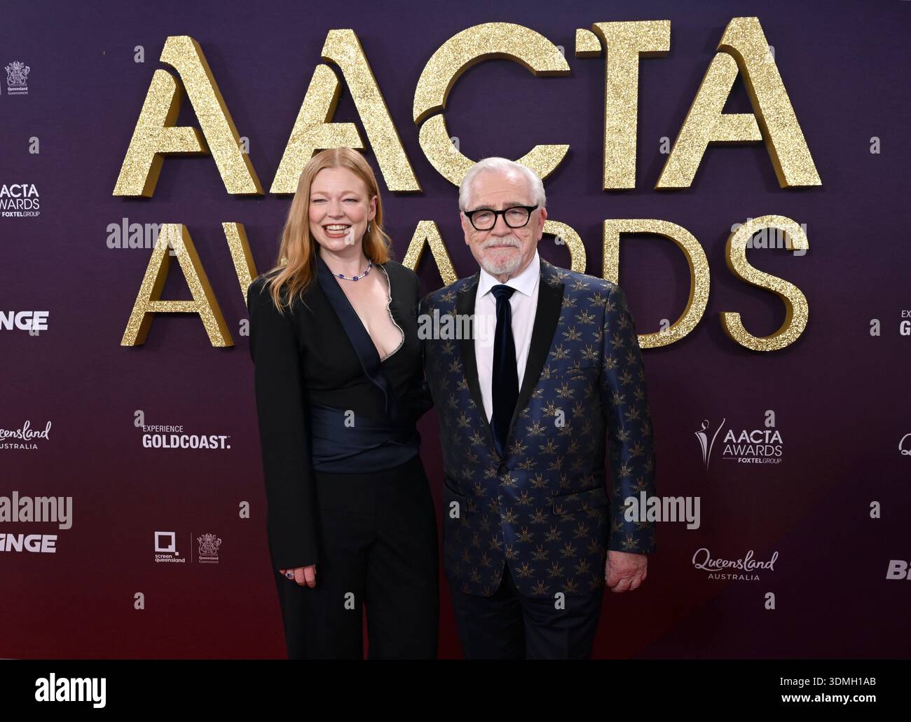 Sarah Snook (left) and Brian Cox (right) are seen posing for a photo on ...