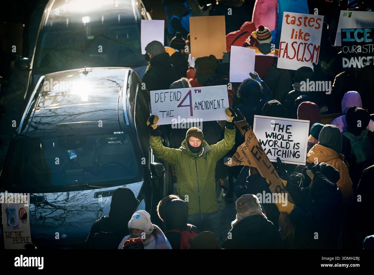 ICE Out Protest downtown Minneapolis on January 23 2026. Protesters ...
