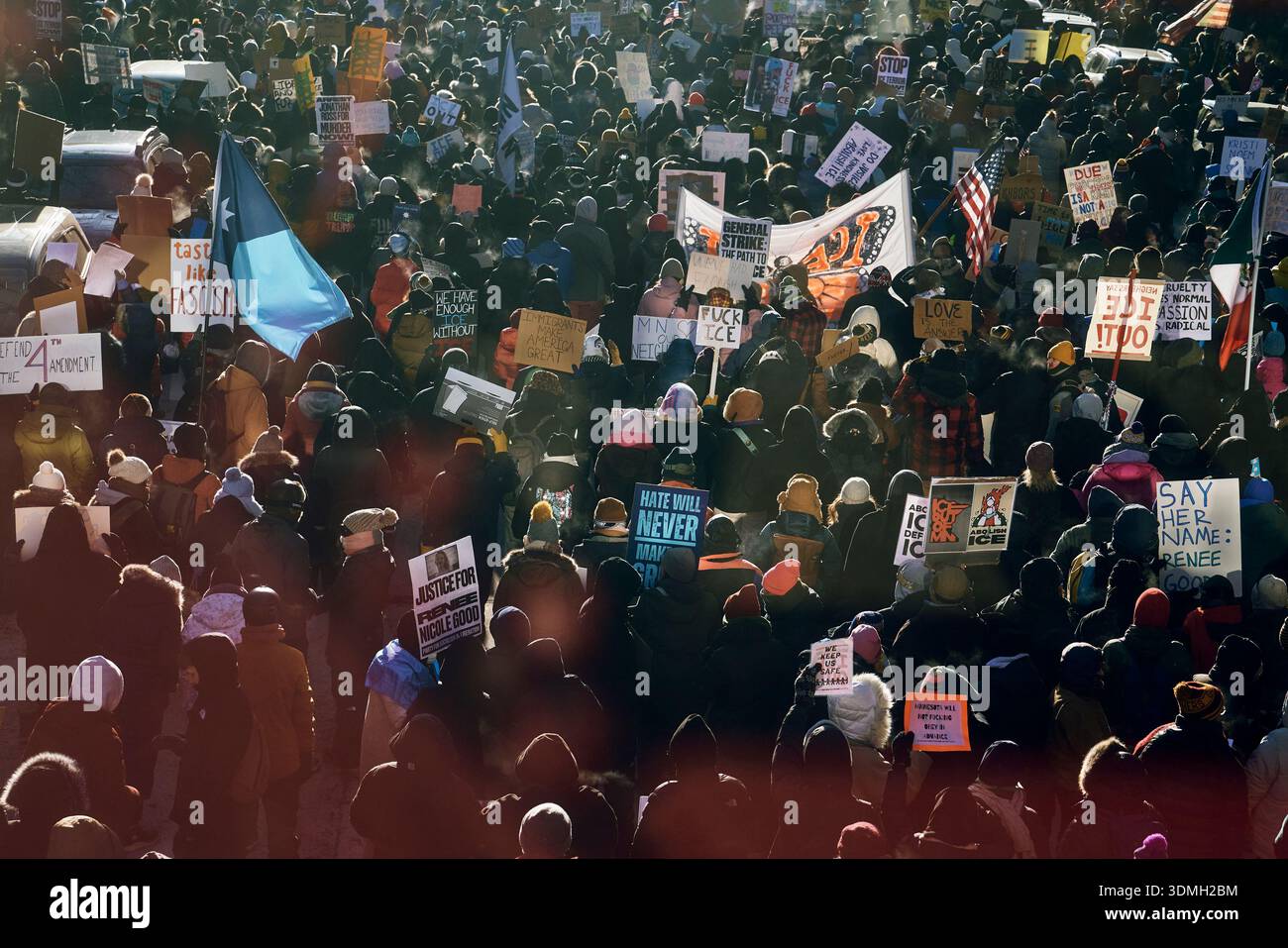 ICE Out Protest downtown Minneapolis on January 23 2026. Protesters ...