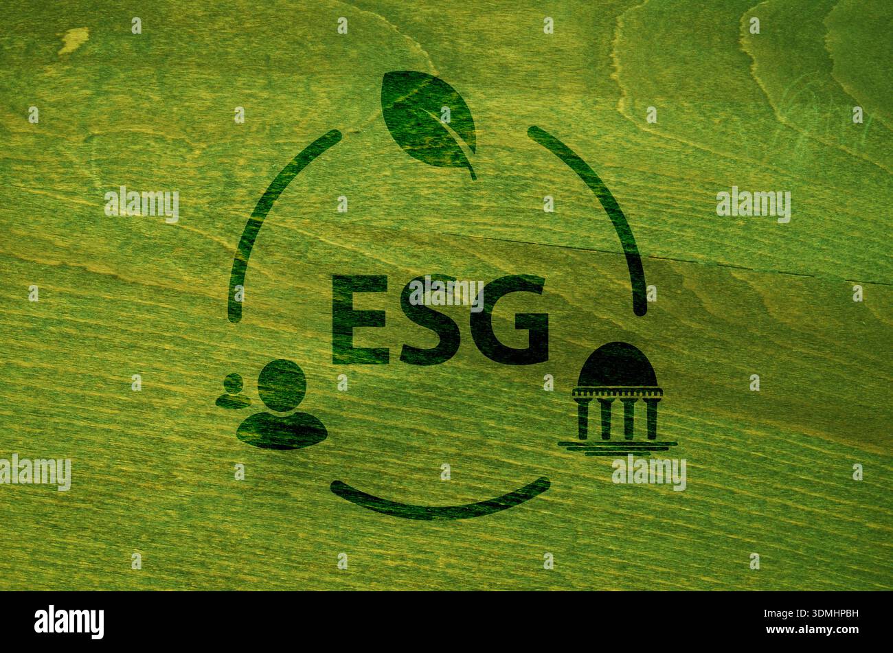esg icons on green background Stock Photo - Alamy