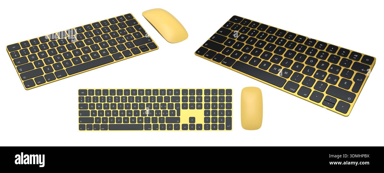 Colorful wireless computer keyboards with matching mice in modern style ...