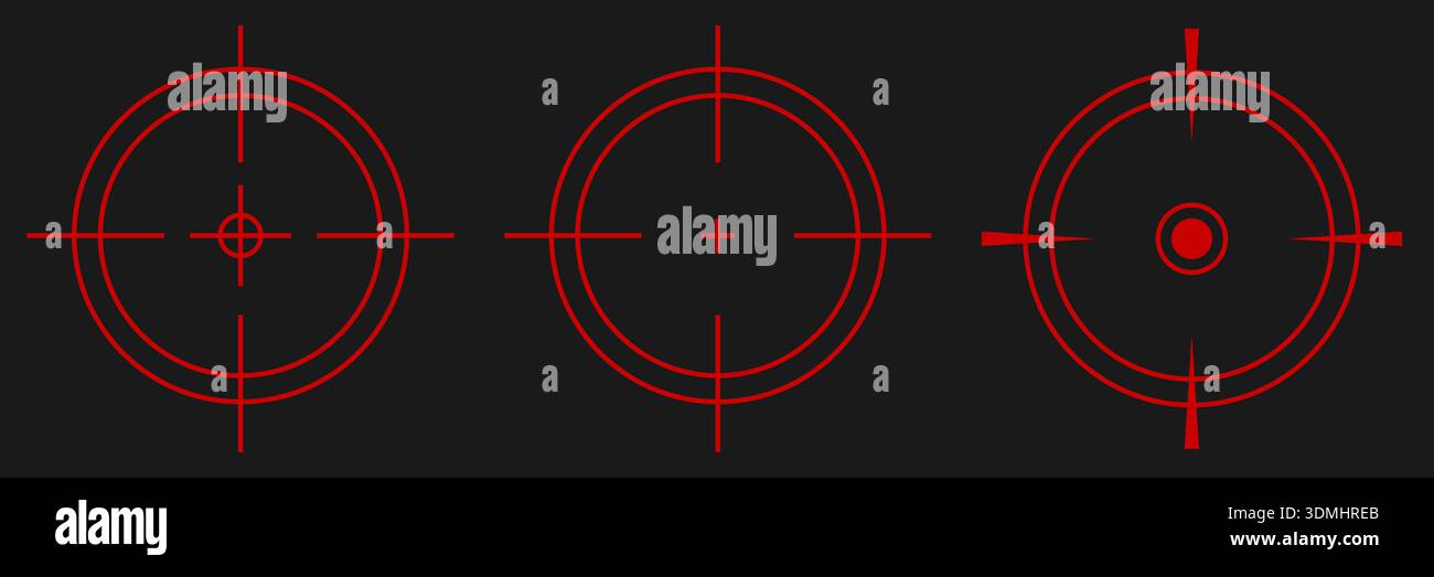 Futuristic red target reticle symbols collection. Crosshair icons for ...