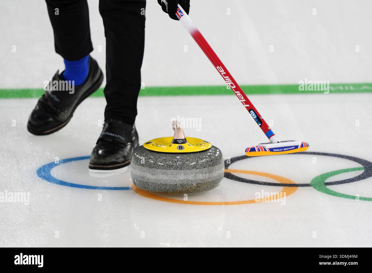 Close up of Great Britain's Bruce Mouat in action during the Curling ...
