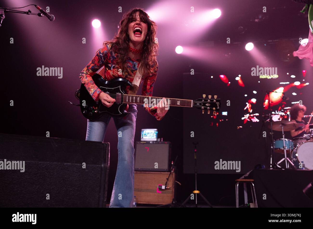 Singer Carlotta Cosials of the Hinds group performs during the festival ...