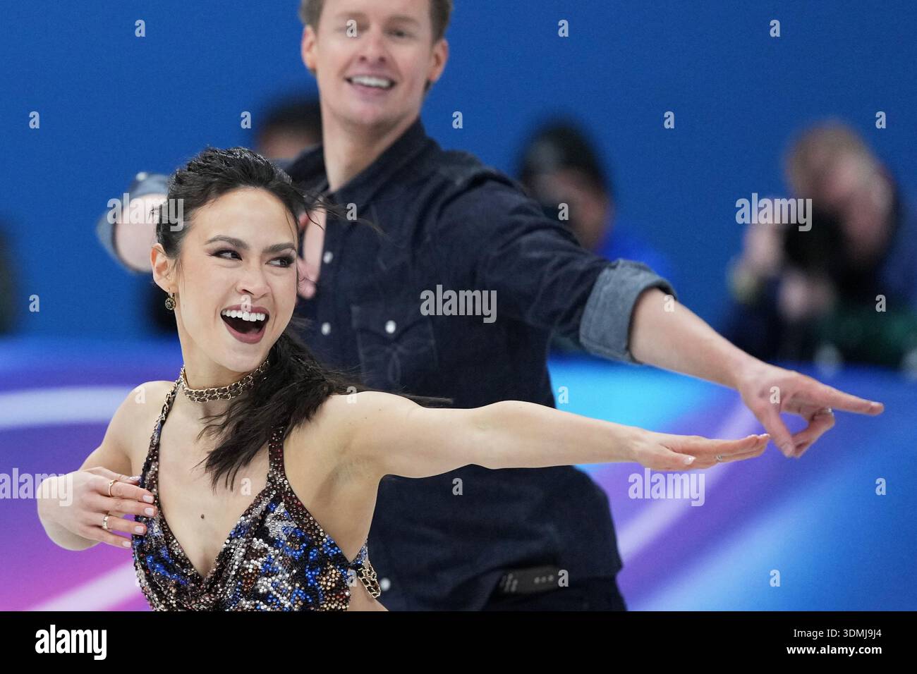 Madison Chock and Evan Bates of the United States compete during the ...