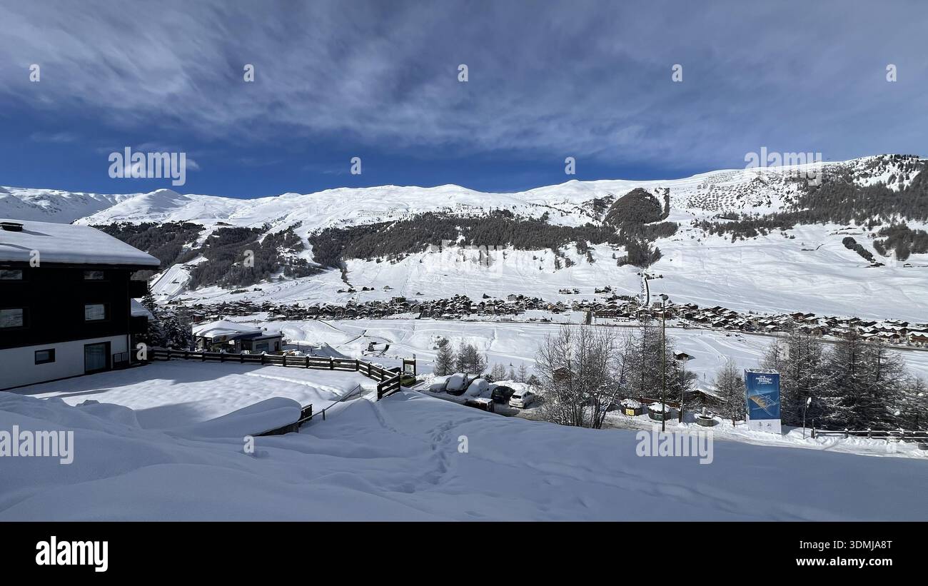 Livigno, Italy - February 5, 2026: Snowy alpine landscape and Olympic ...