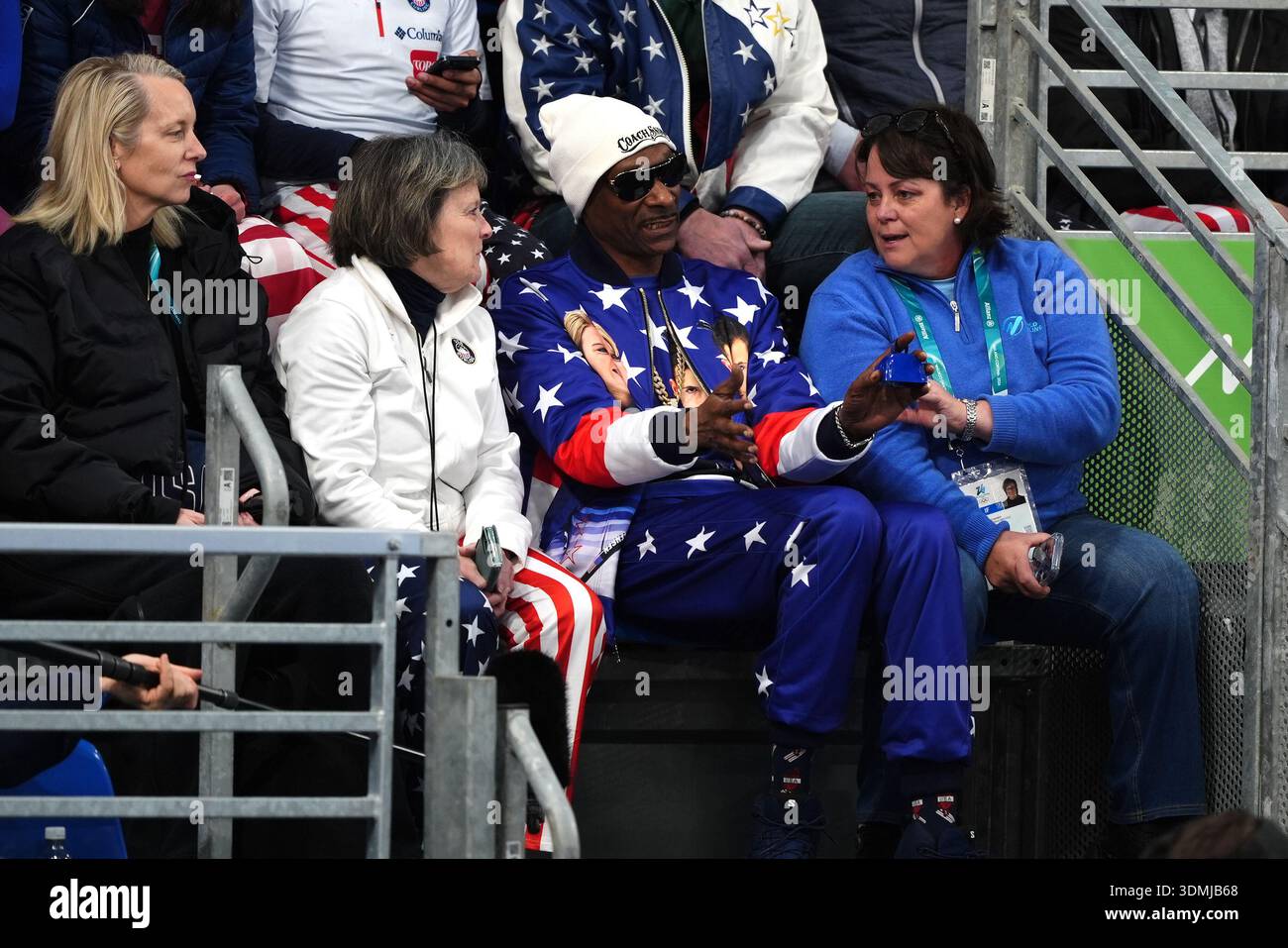 American rapper Snoop Dogg (centre) during the Curling Mixed Doubles ...