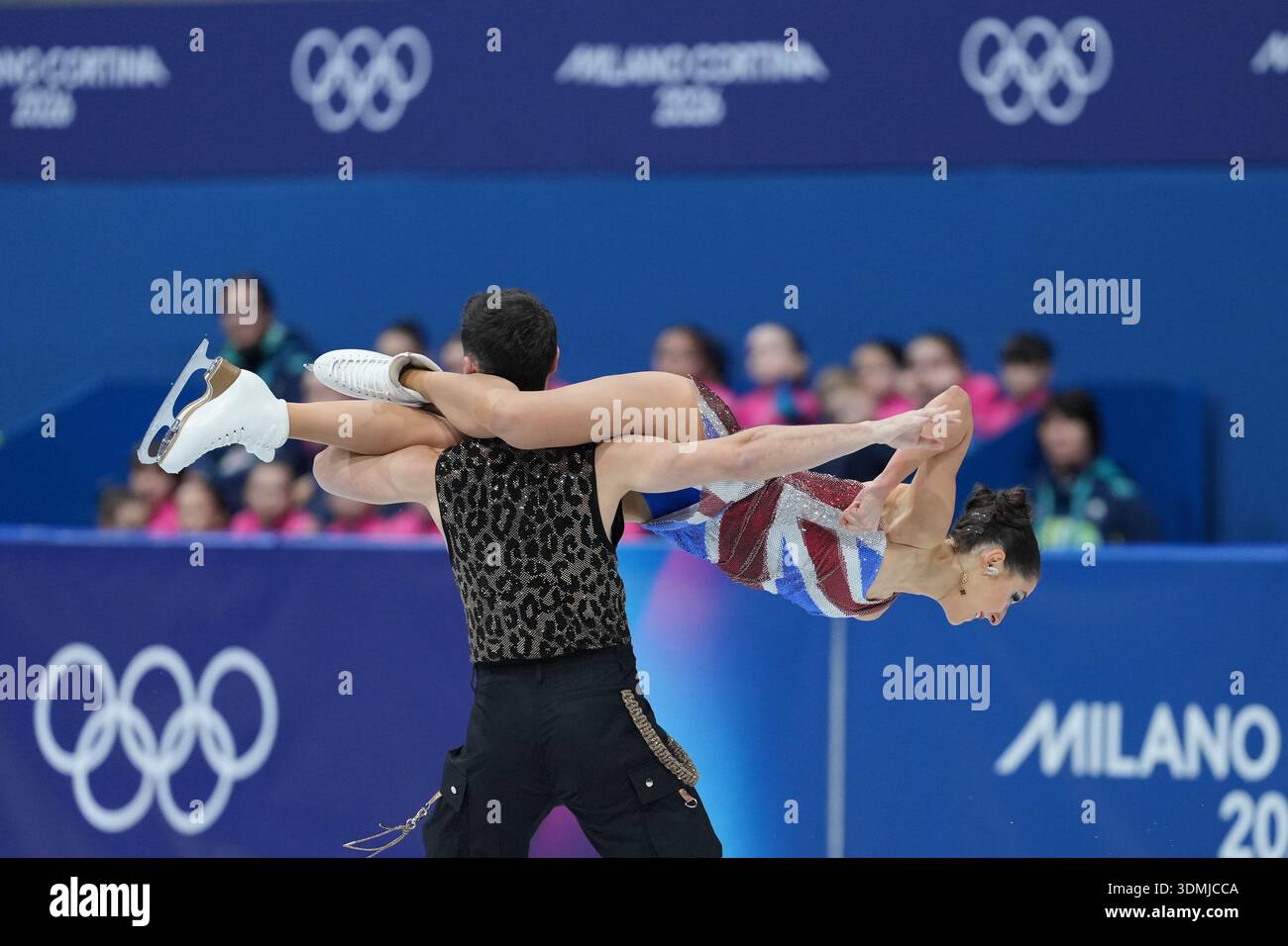 Lilah Fear and Lewis Gibson of Britain compete during the figure ...